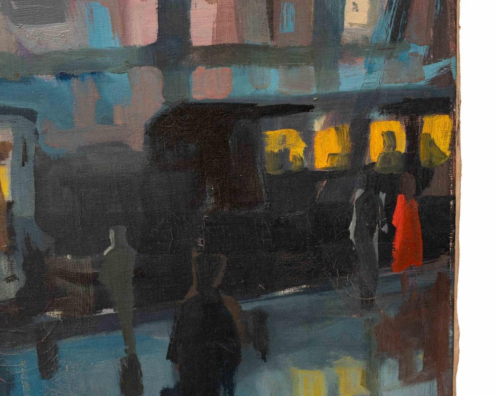 Eliano Fantuzzi, Train Station, Oil Painting, 1953 for sale at Pamono