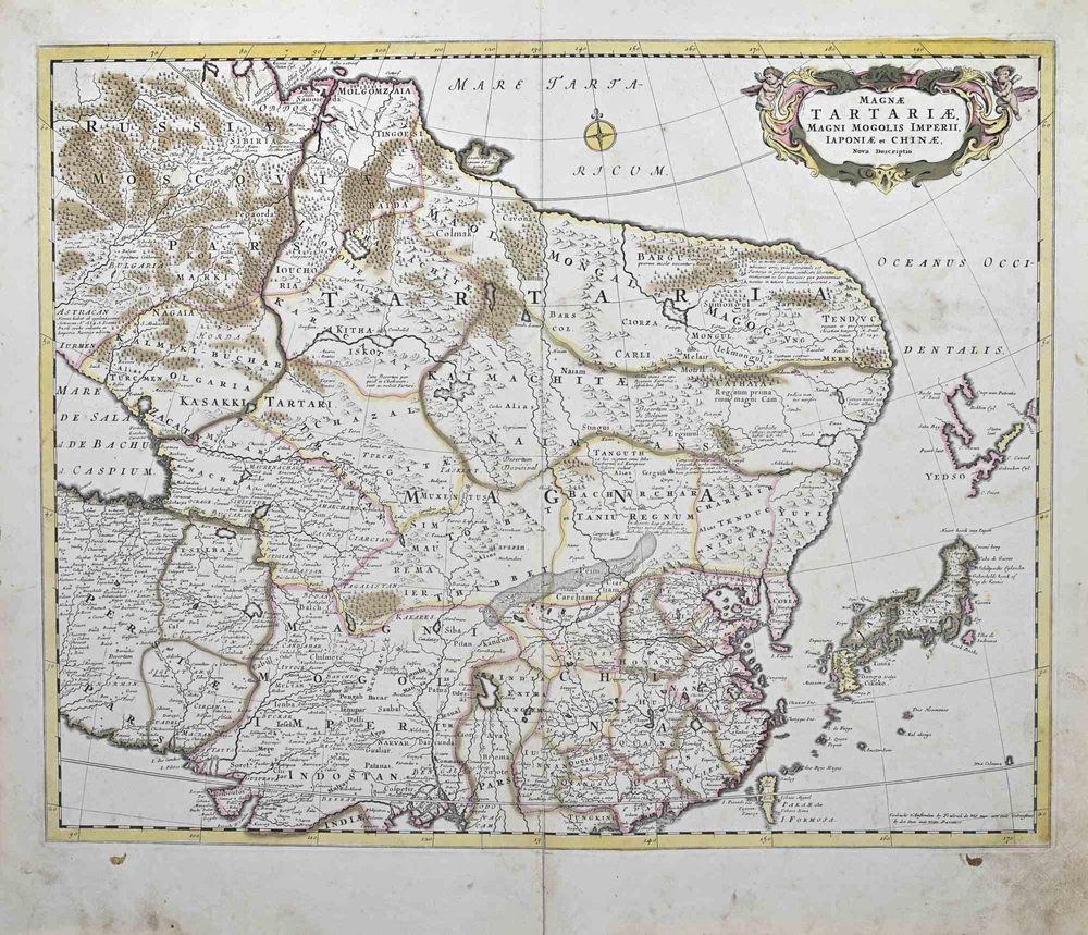 Magnae Tartariae Map Etching by Frederick de Wit, 1680s for sale at Pamono