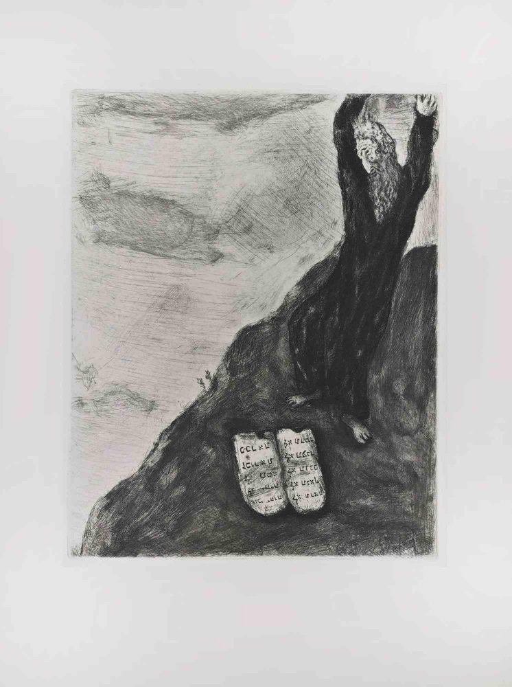 Marc Chagall, Moses Breaks the Tables of the Law, Etching, 1956 for ...