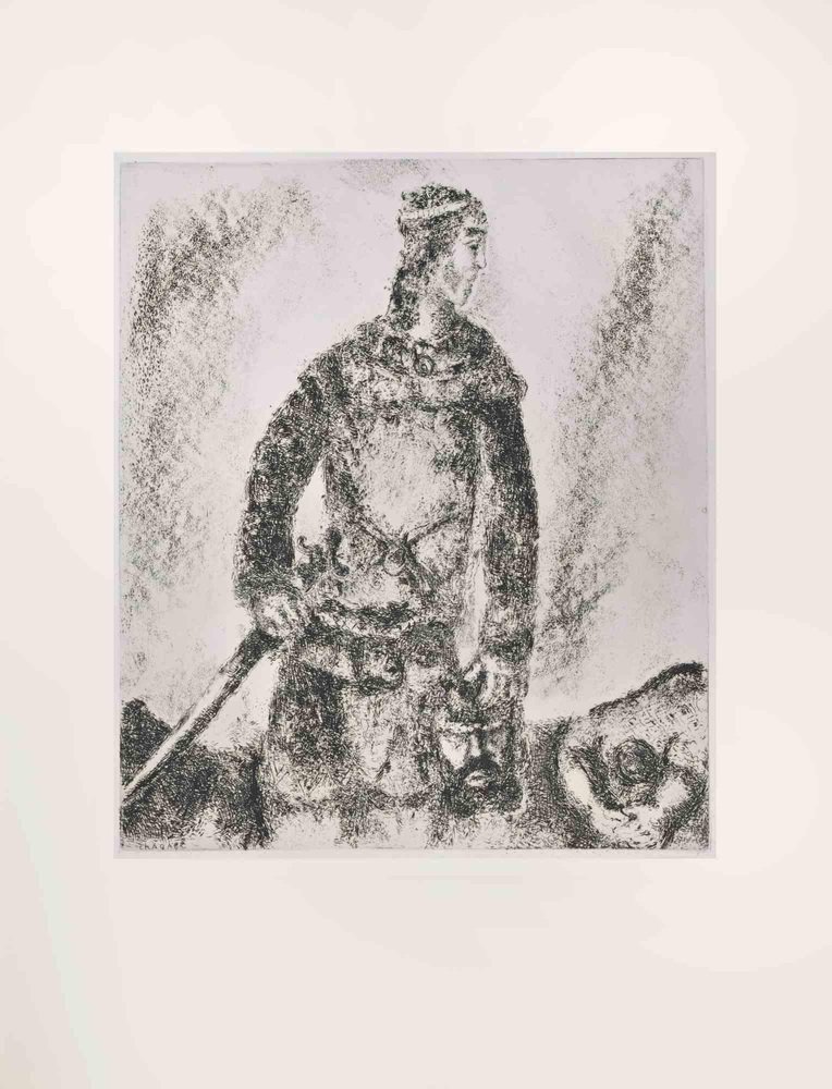 Marc Chagall, David Wins Over Goliath, Etching, 1956 for sale at Pamono