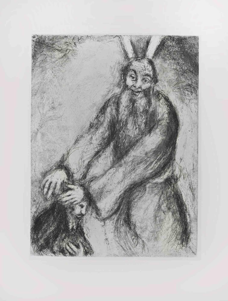 Marc Chagall, Moses' Blessing Over Joshua, Etching, 1956 for sale at Pamono