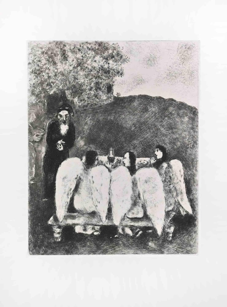 Marc Chagall, Abraham and the Three Angels, Etching, 1956 for sale at ...
