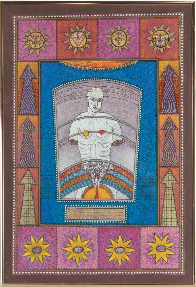 Mino Meno, Man and Universe, Oil Painting, 1970s for sale at Pamono
