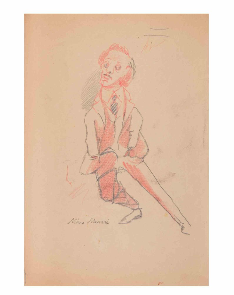 Mino Maccari, Crazy Man, Drawing, Mid-20th Century for sale at Pamono