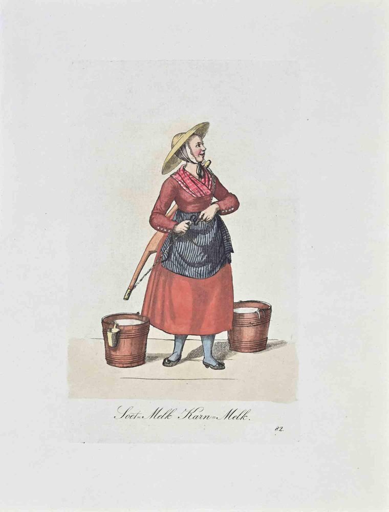 Christoph Suhr, Moet Melk Harn Melk, Etching, 1808 for sale at Pamono