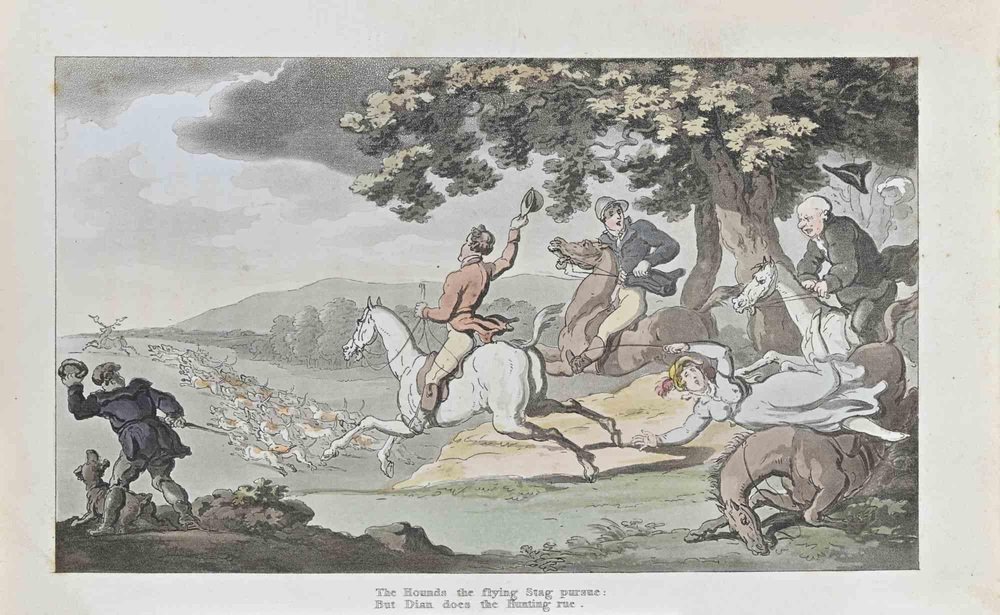 Thomas Rowlandson, The Hounds the Flying Stag Pursue, Etching, 1817 for ...