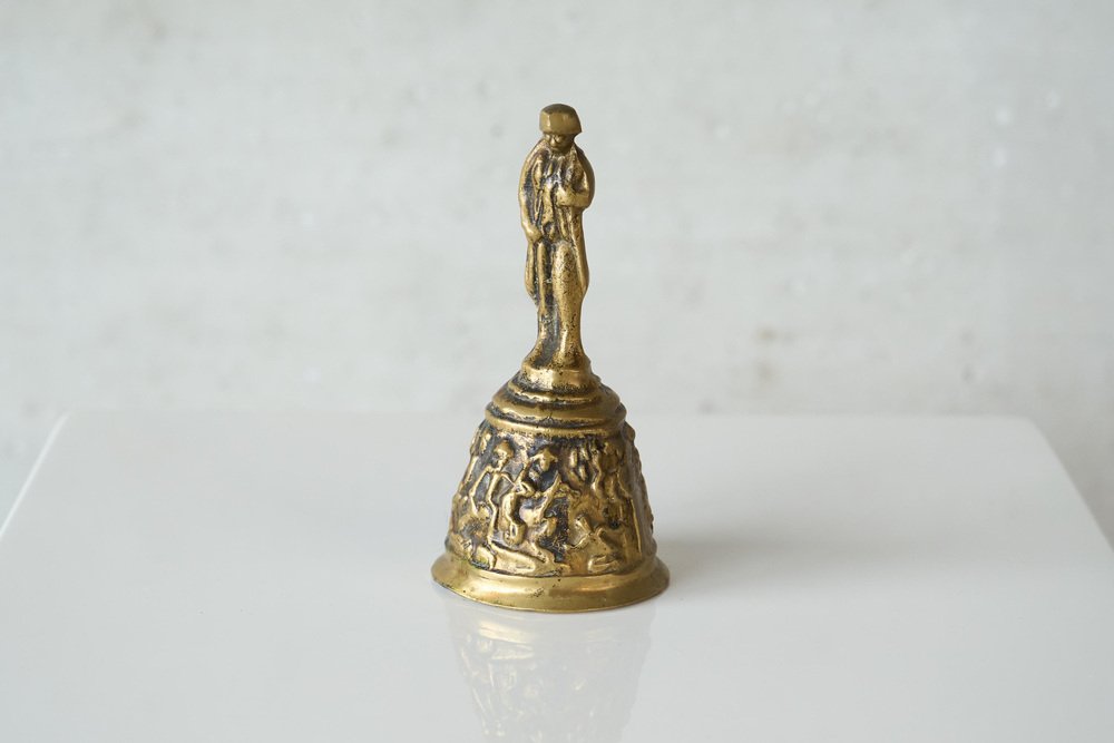 Antique Table Bell in Patinated Brass, 1890s for sale at Pamono