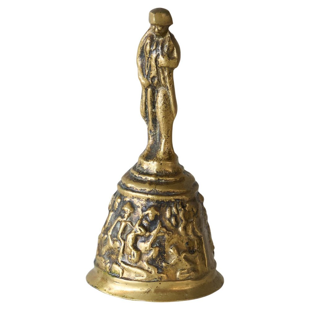 Antique Table Bell in Patinated Brass, 1890s for sale at Pamono