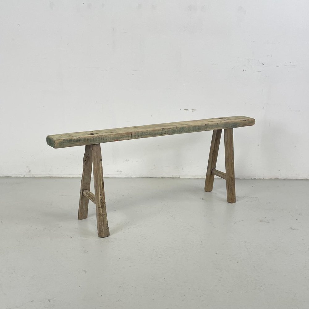 Rustic Wooden Pig Bench for sale at Pamono