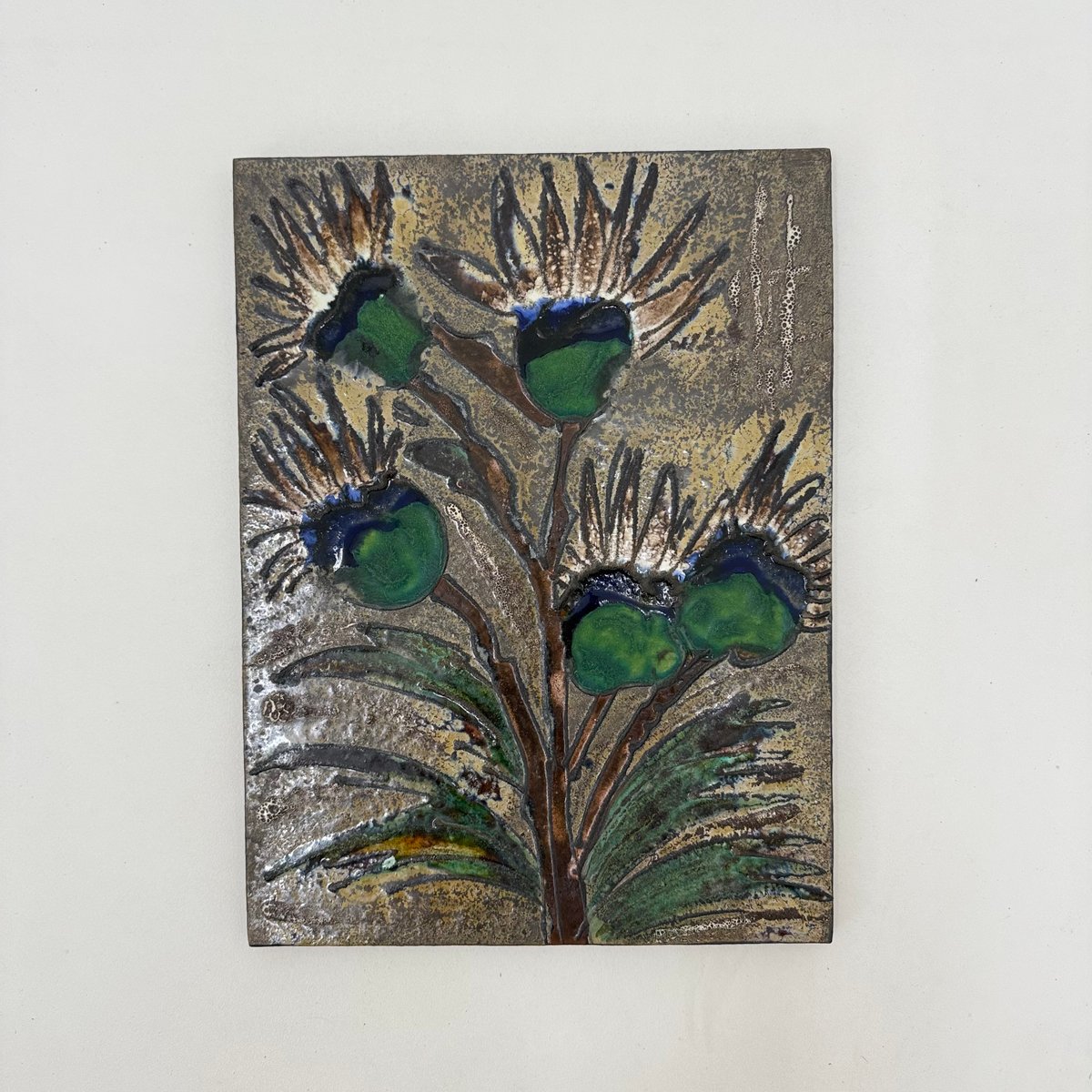 Handmade Ceramic Thistle Wall Plaque from Ruscha, Germany, 1970s for ...