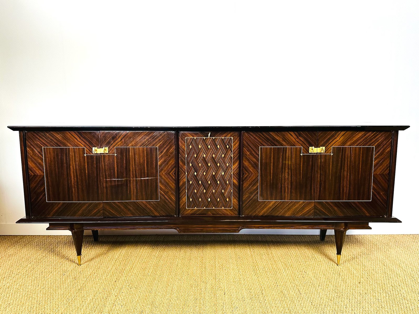 Long Art Deco Sideboard in Macassar by André Arbus, 1950 for sale at Pamono