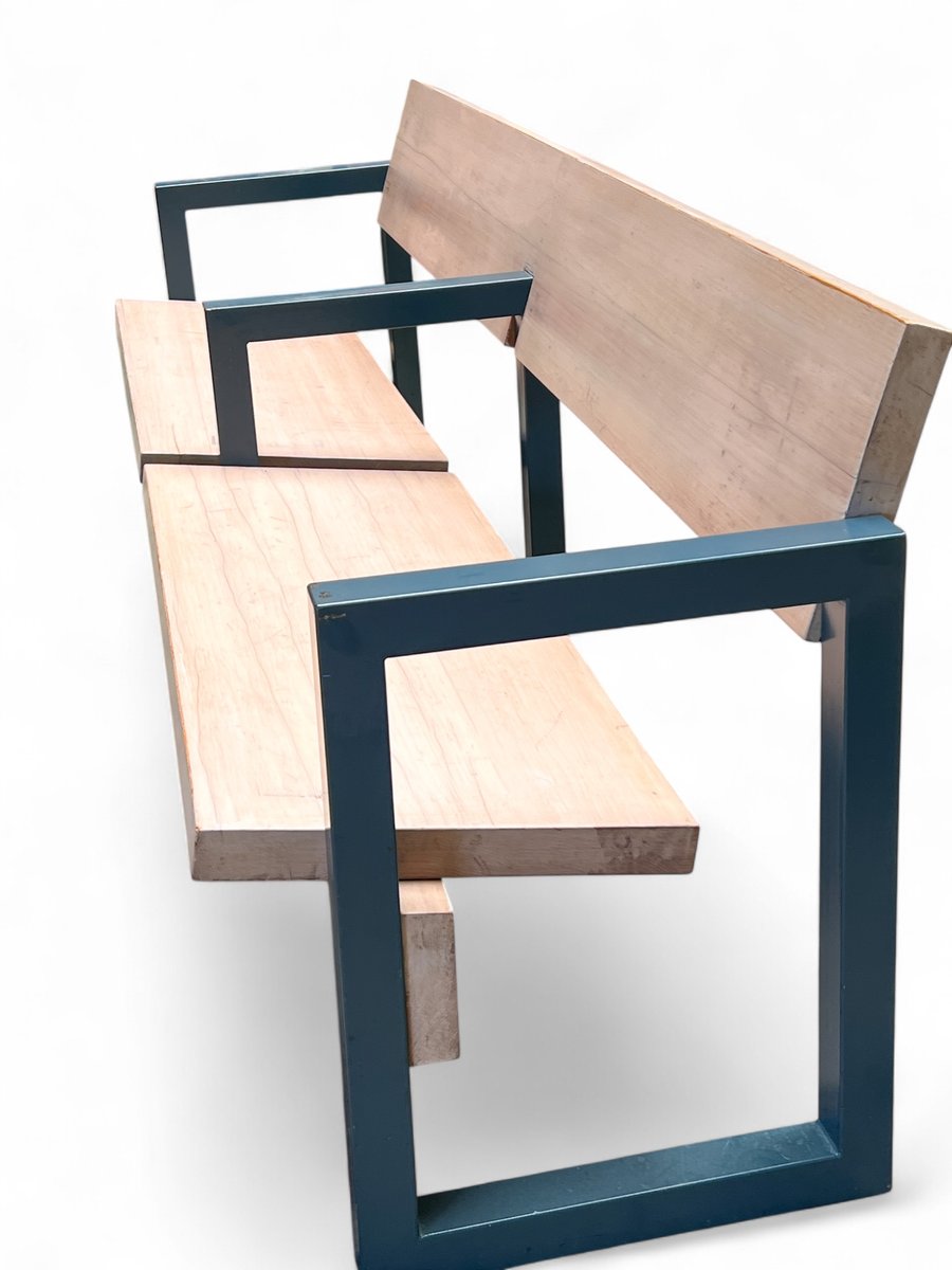 Mid-Century Modern Dutch Parana Pine and Blue Painted Steel Hoeksteen ...