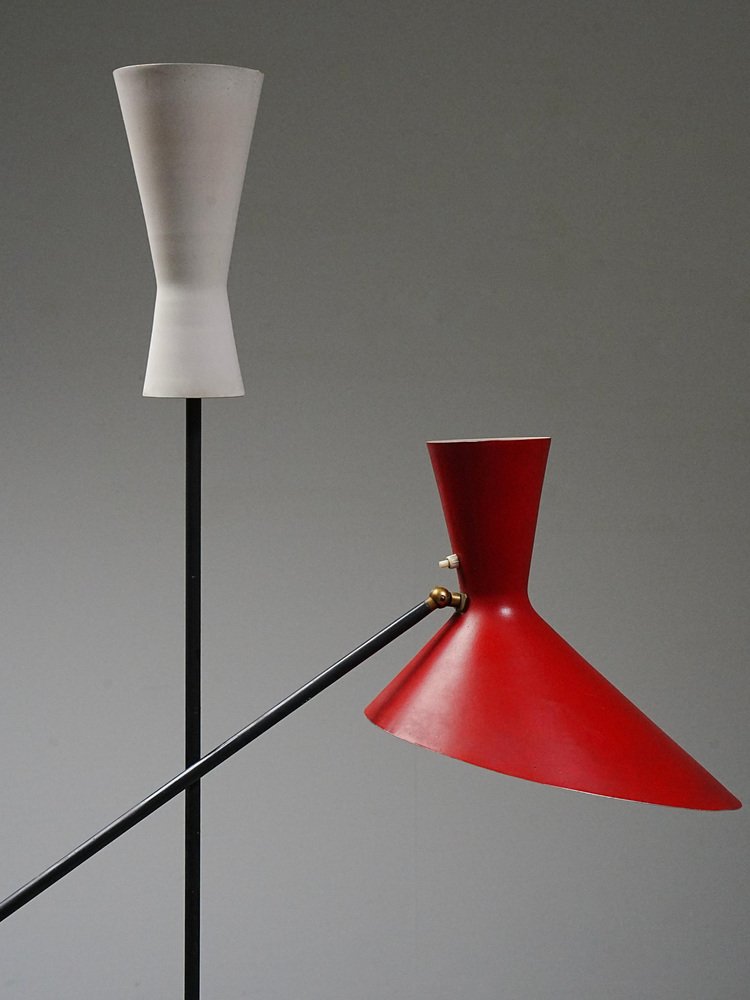 Metal and Brass Floor Lamp attributed to Carl Moor for BAG Turgi ...