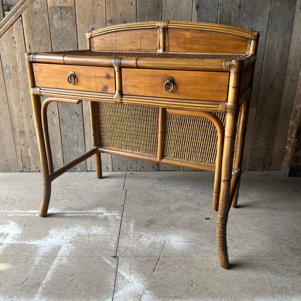 Vintage Dressing Table with Wicker Top and Drawers for sale at Pamono