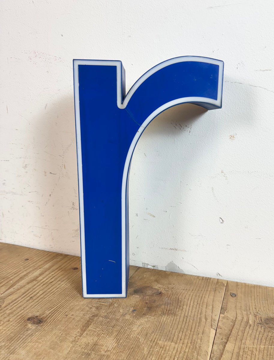 Vintage Blue Plastic Illuminated Letter R, 1970s for sale at Pamono