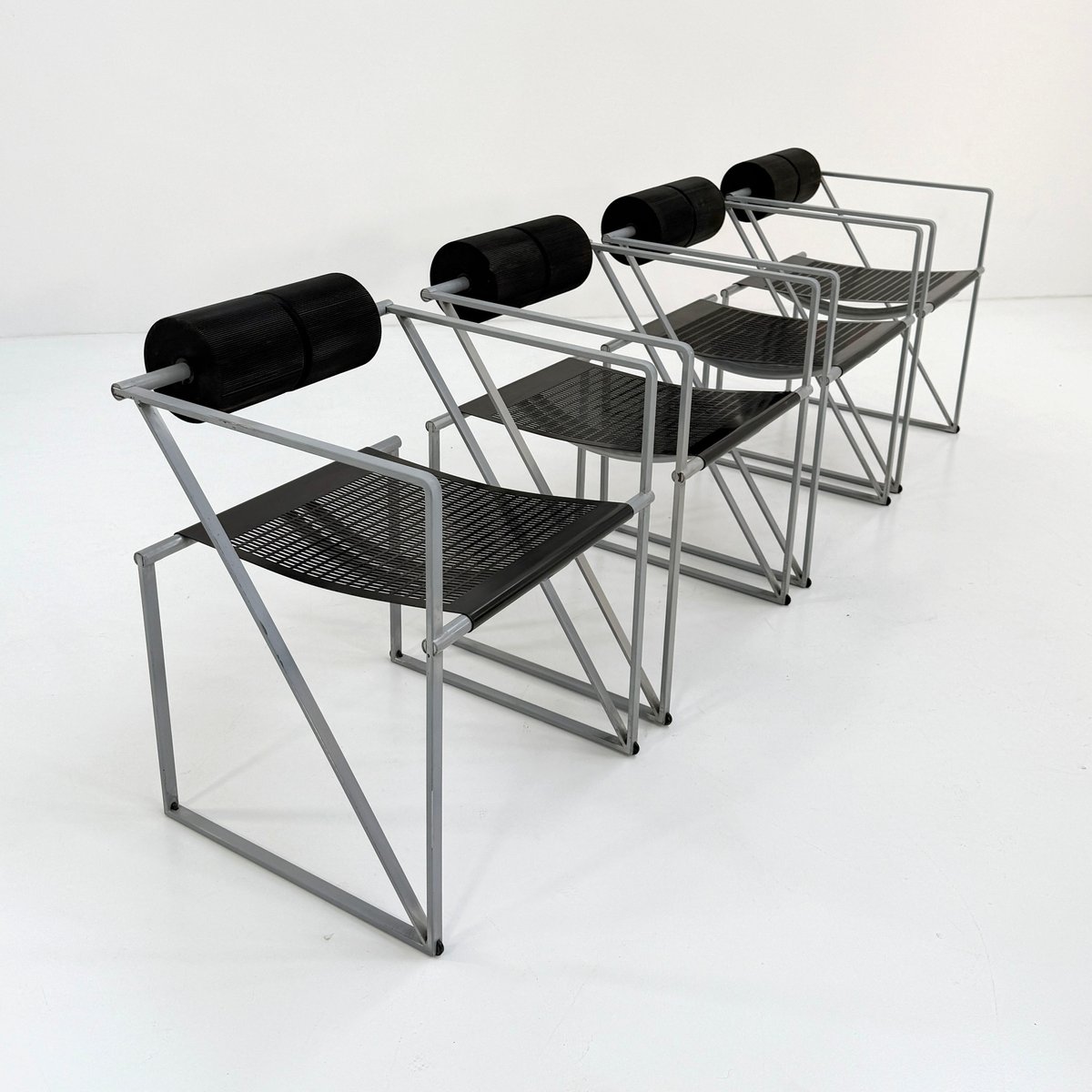 Vintage Black and Grey Seconda Chairs by Mario Botta for Alias, 1980s, Set of 4 for sale at Pamono