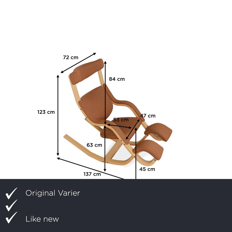 Gravity Balans Rocking Chair in Brown Fabric by Peter Opsvik for Varier ...