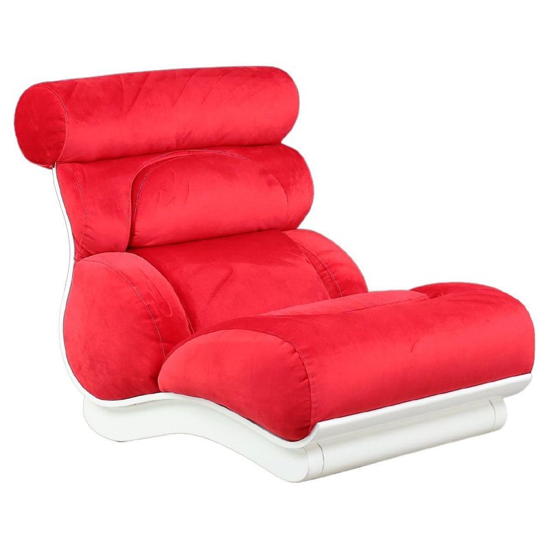 Sculptural Wave Lounge Chair in Original Red Velour with White Molded ...