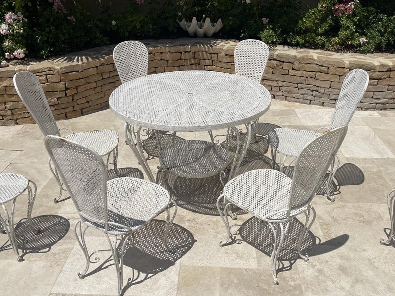 Wrought Iron Garden Seating, Set of 9 for sale at Pamono