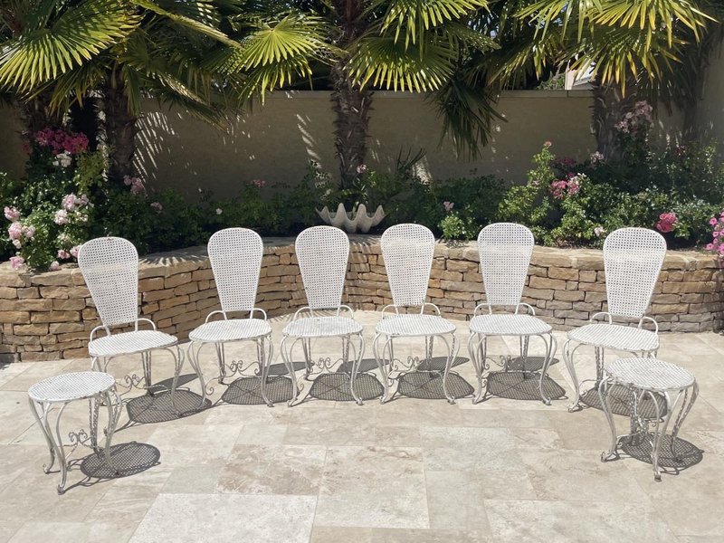 Wrought Iron Garden Seating, Set of 9 for sale at Pamono