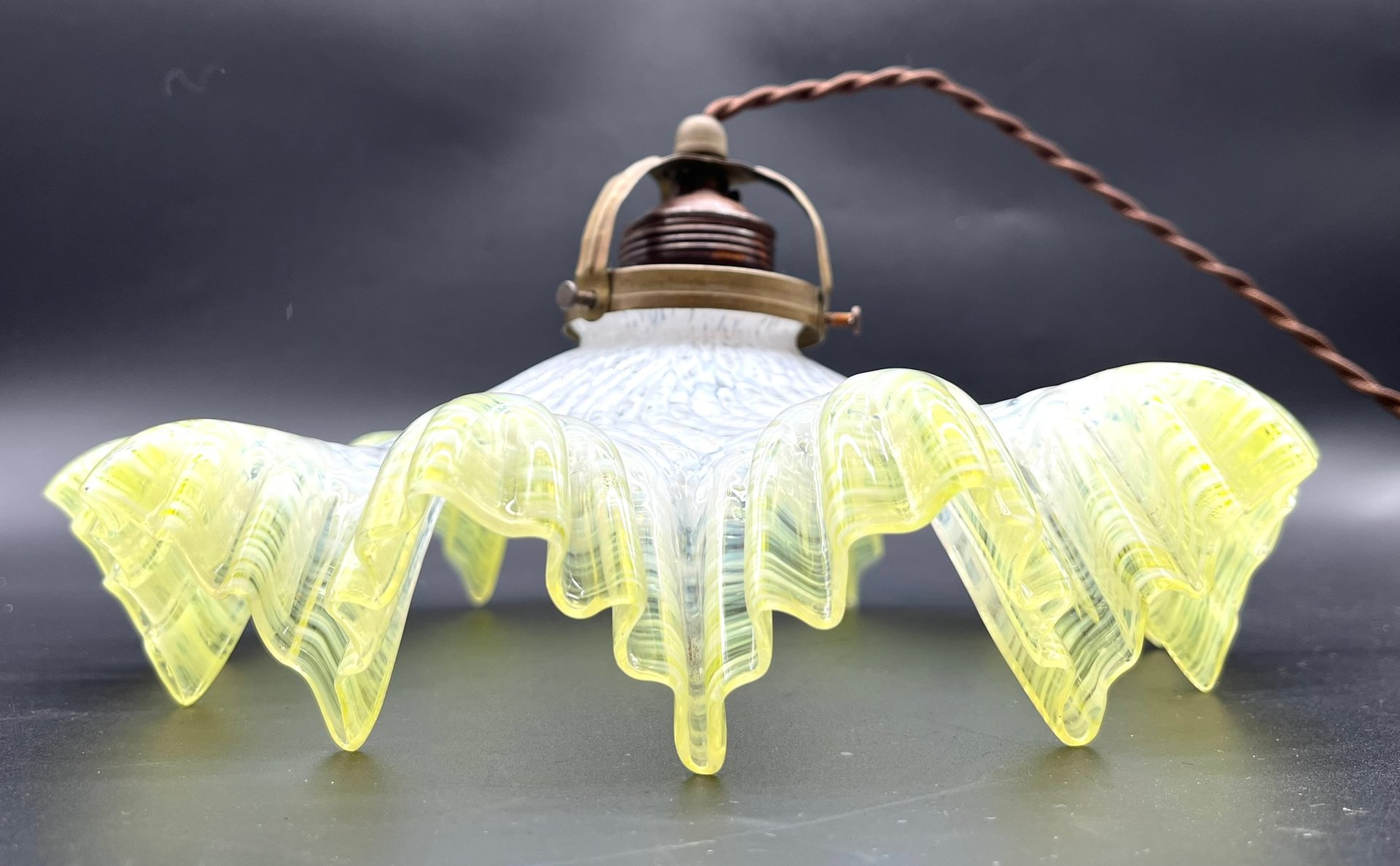 Antique Pull Lamp with Porcelain Weight and Yellow Finish by Murano for ...