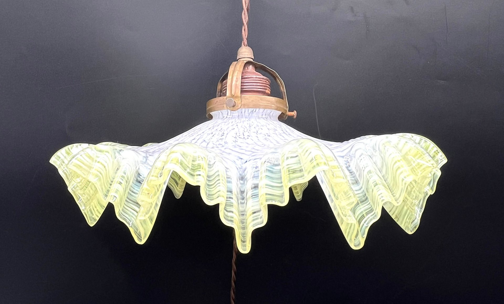 Antique Pull Lamp with Porcelain Weight and Yellow Finish by Murano for ...