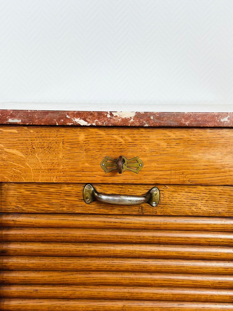 Art Deco Filing Cabinet with Curtain and Marble Top, 1940s for sale at ...