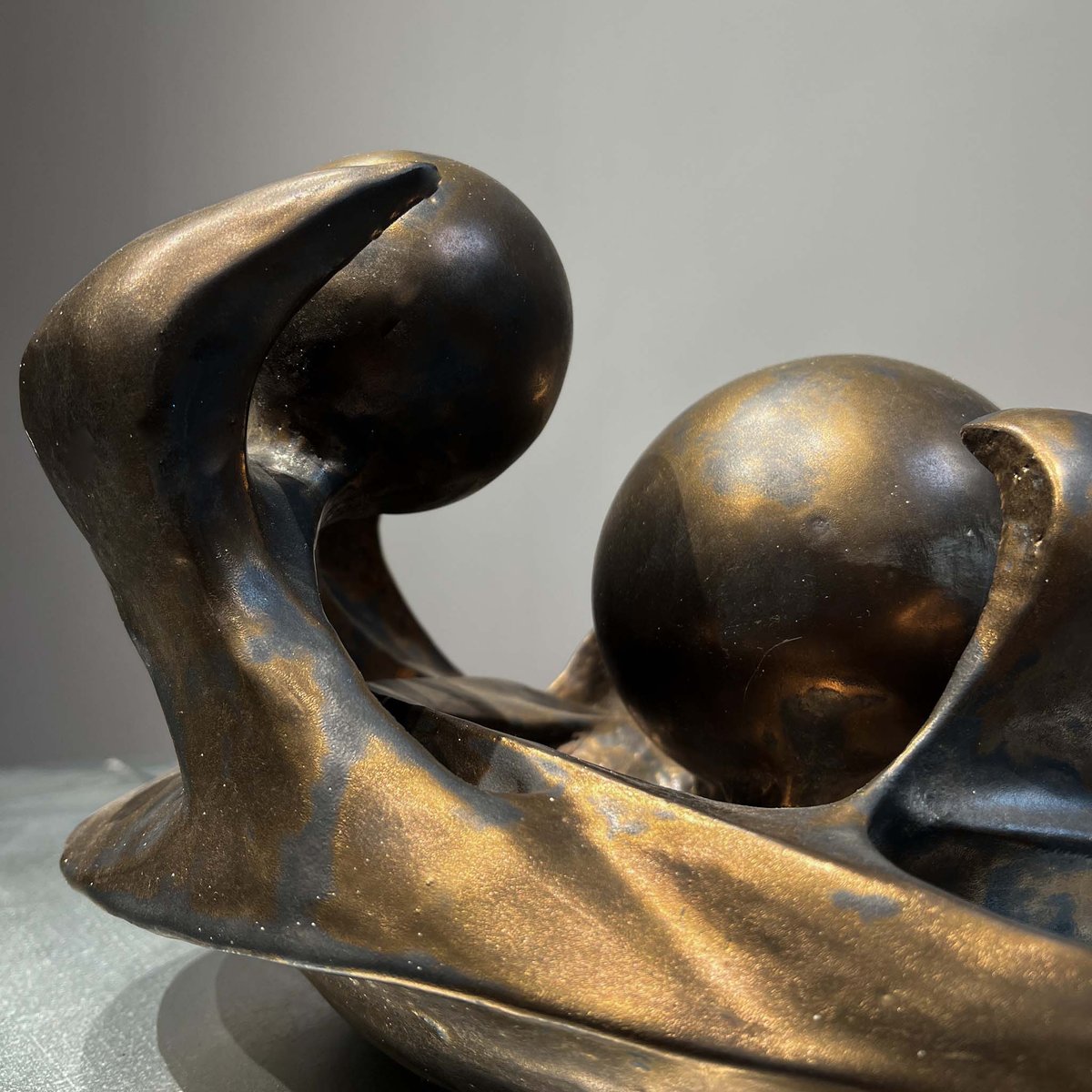 Dutch Artist, Brutalist Sculpture, 1970s, Ceramic in Bronze Glaze for ...