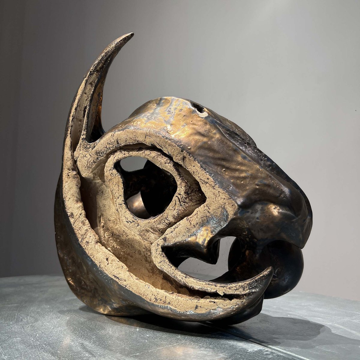 Dutch Artist, Brutalist Sculpture, 1970s, Ceramic in Bronze Glaze for ...