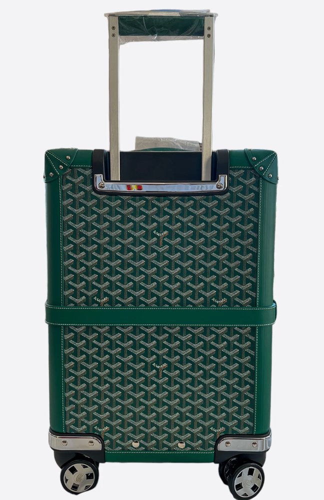 French Goyard Bourget Trolley Suitcase in Goyardine Canvas and Leather ...