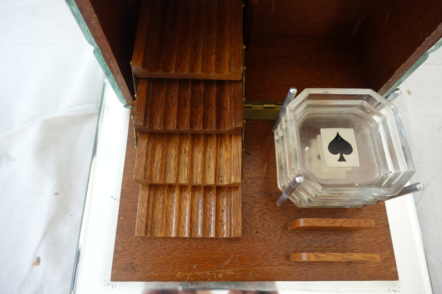 Vintage Smoking Set with Mirrored Glass, 1950s for sale at Pamono