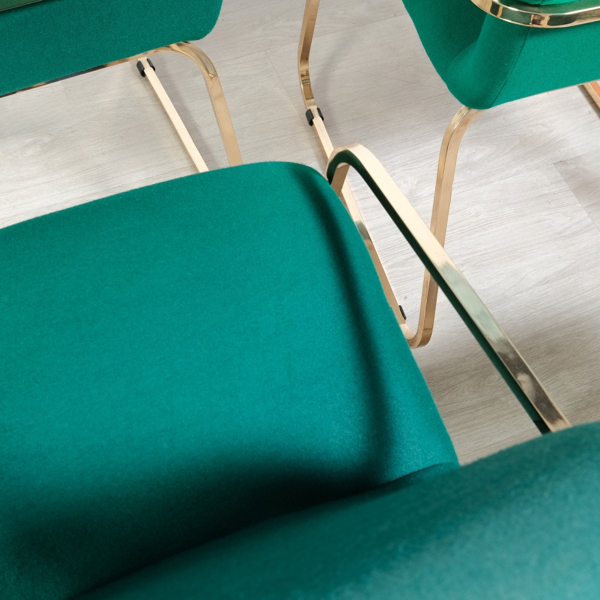 Vintage Poker Chairs in Green Fabric, Set of 4 for sale at Pamono