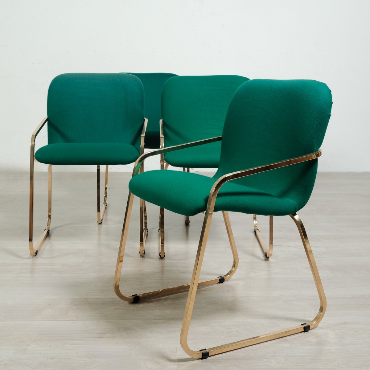 Vintage Poker Chairs in Green Fabric, Set of 4 for sale at Pamono