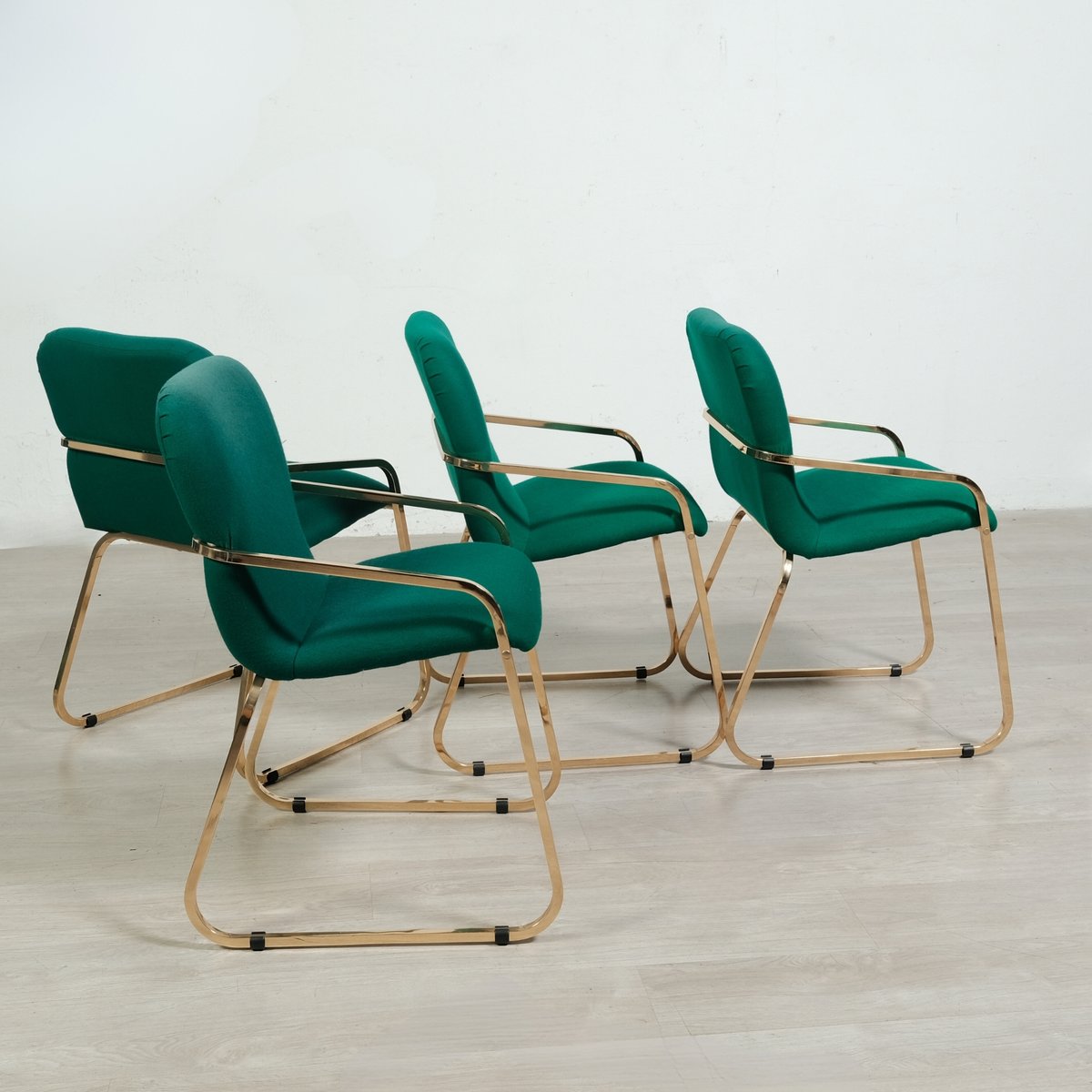 Vintage Poker Chairs in Green Fabric, Set of 4 for sale at Pamono