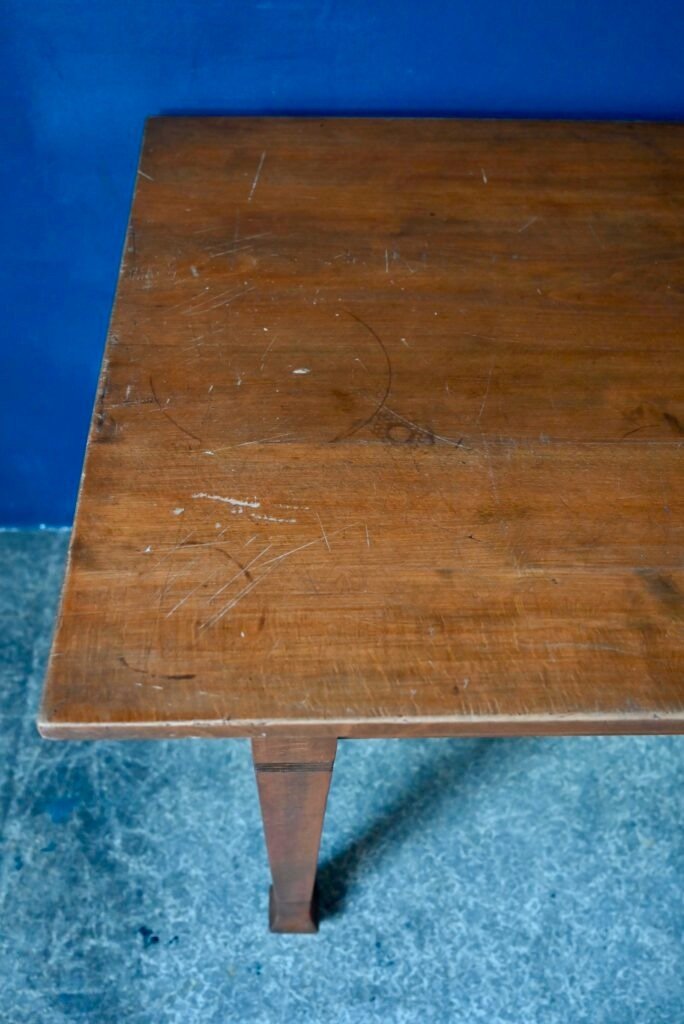 Antique Farmhouse Table with Drawer in Light Wood for sale at Pamono