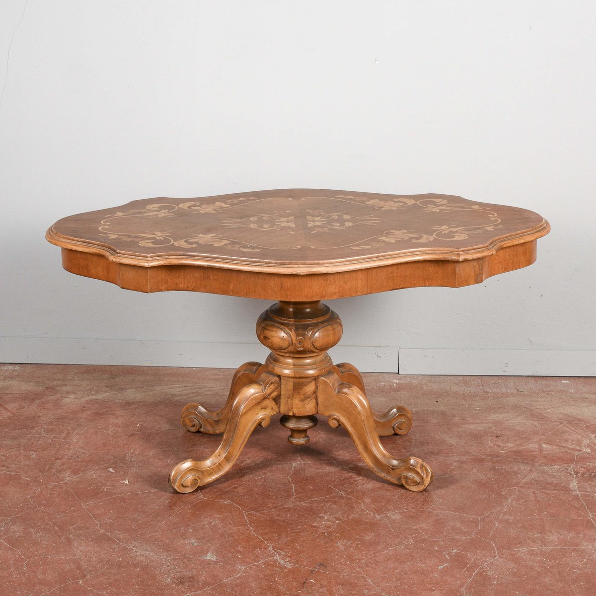 Vintage Inlaid Low Biscotti Shaped Coffee Table for sale at Pamono