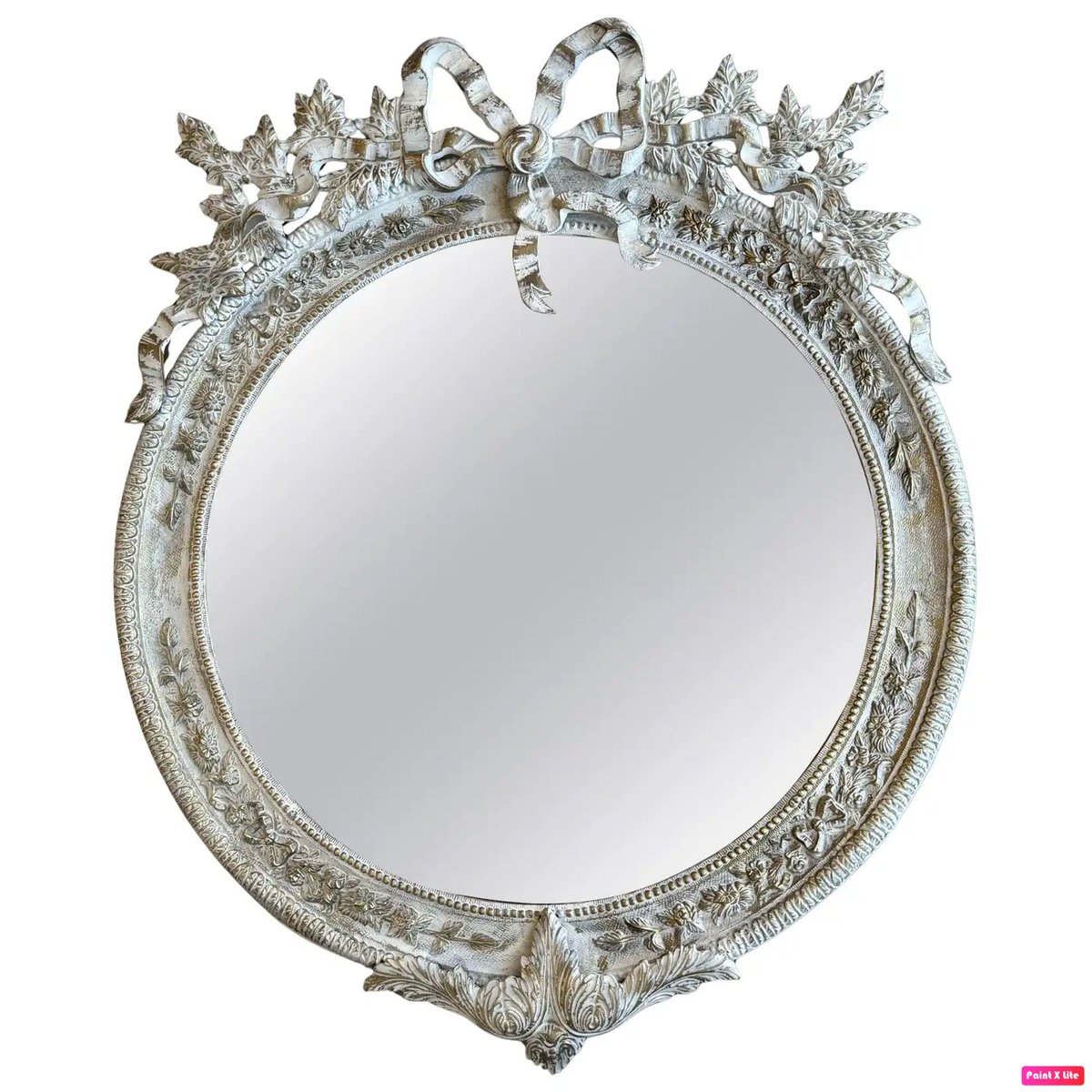 Rococo French Round Gilted & White Bronze Wall Mirror, 1890 for sale at ...