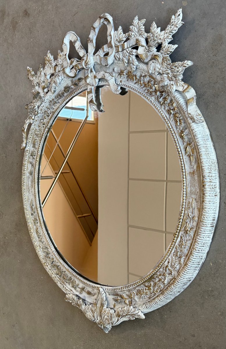 Rococo French Round Gilted & White Bronze Wall Mirror, 1890 for sale at ...