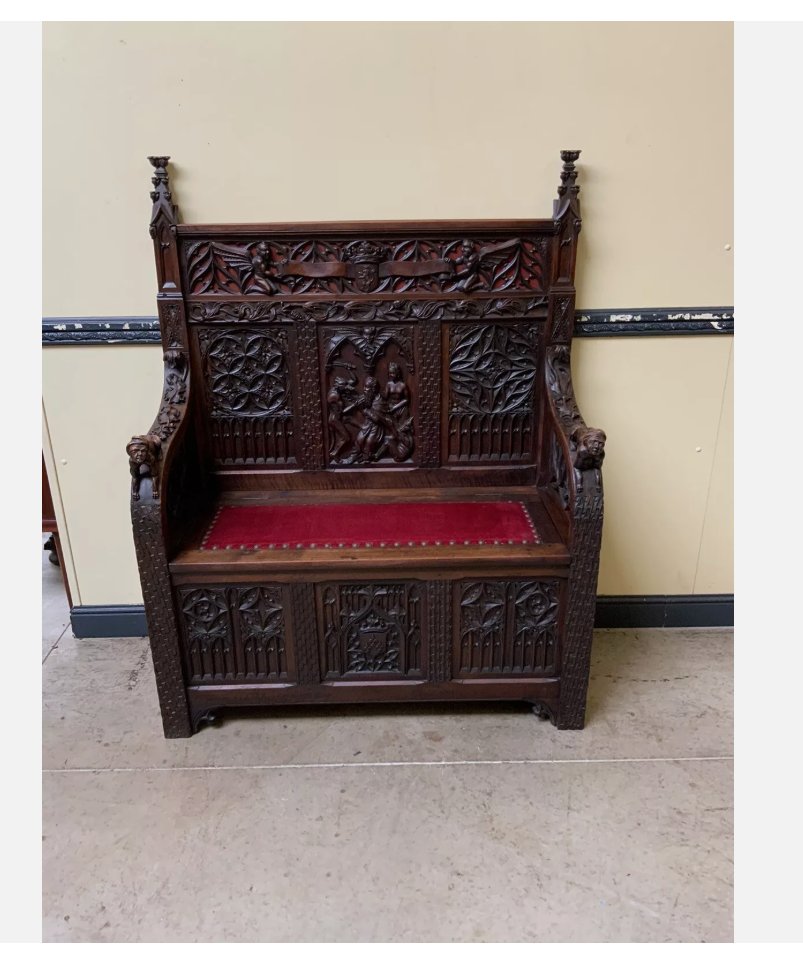 Antique Neo-Gothic Chest Bench, 1860 for sale at Pamono