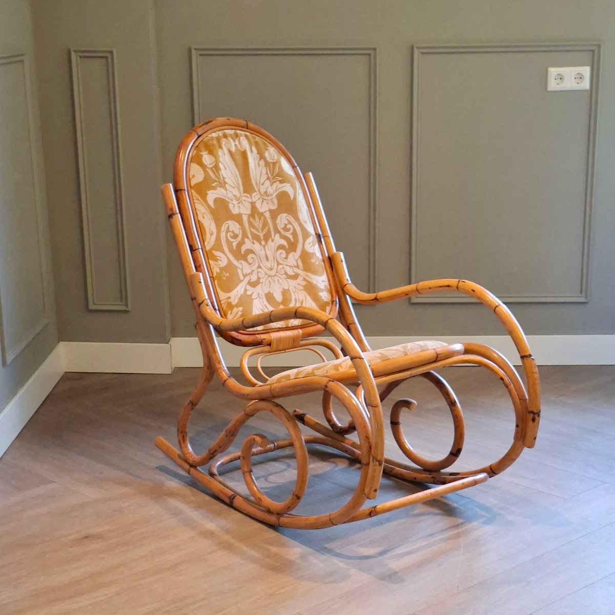 Rattan Rocking Chair, 1960s for sale at Pamono