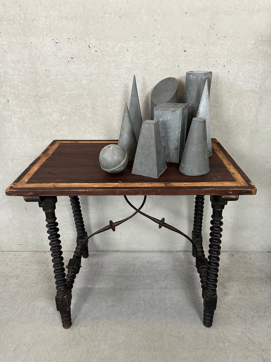 Antique Geometric Shapes in Zinc, Set of 9 for sale at Pamono