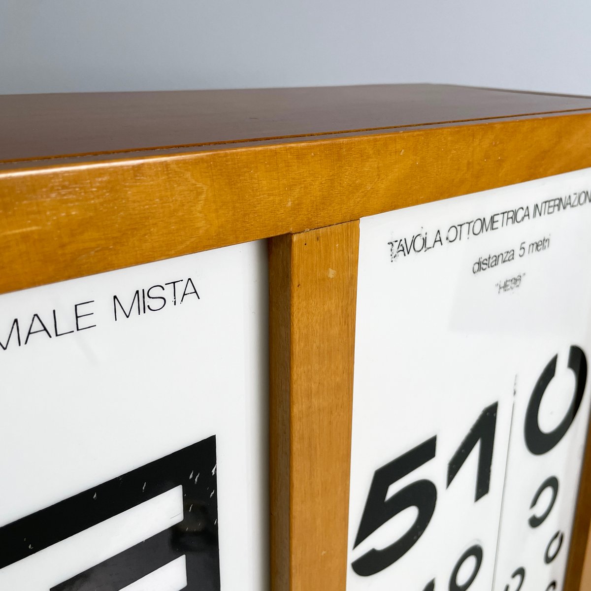 Mid-Century Modern Italian Optometric Board in Wood and White Plastic ...