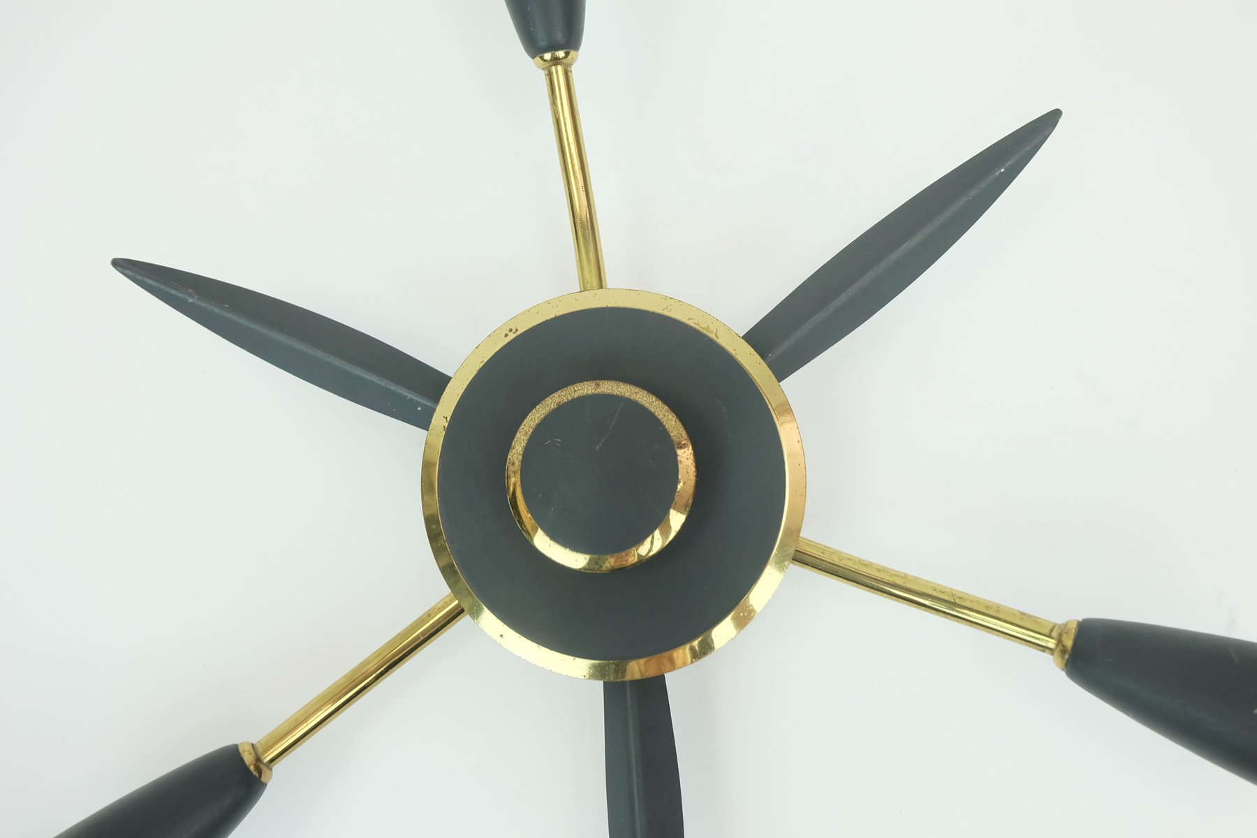Mid-Century Modern Sputnik Three-Light Ceiling Fixture in Brass and ...