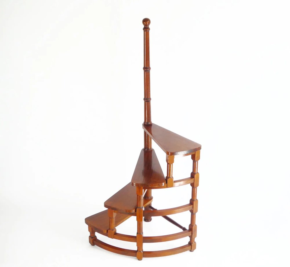 Victorian Style Library Stairs in Wood, 1950s for sale at Pamono