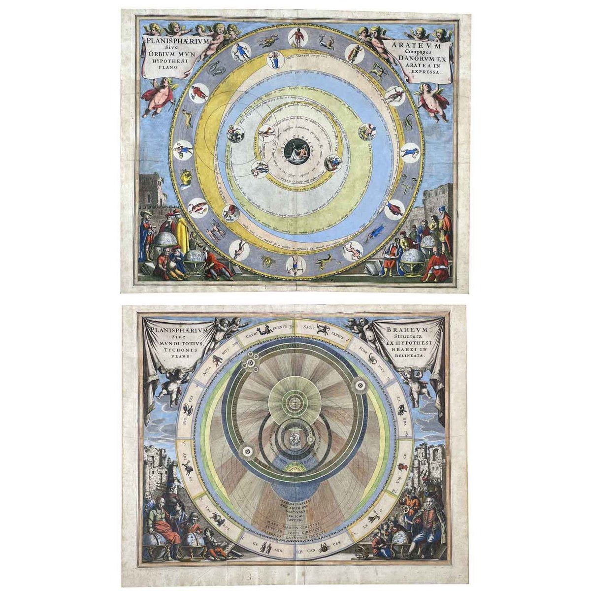 18th Century Cellarius Andreas Watercolor Celestial Maps, Set of 2 for ...