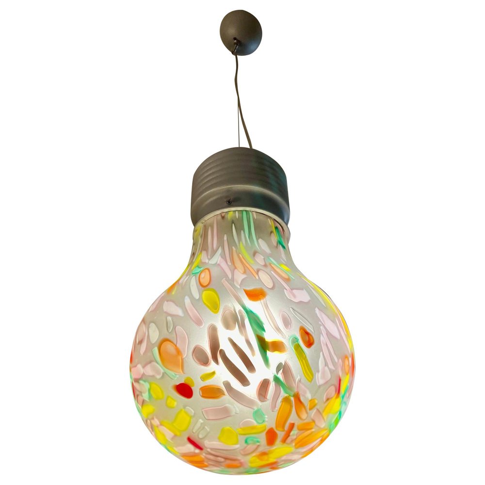 Italian Hand-Blown Light Bulb-Shaped Ceiling Lamp from Due P, 1980s for ...