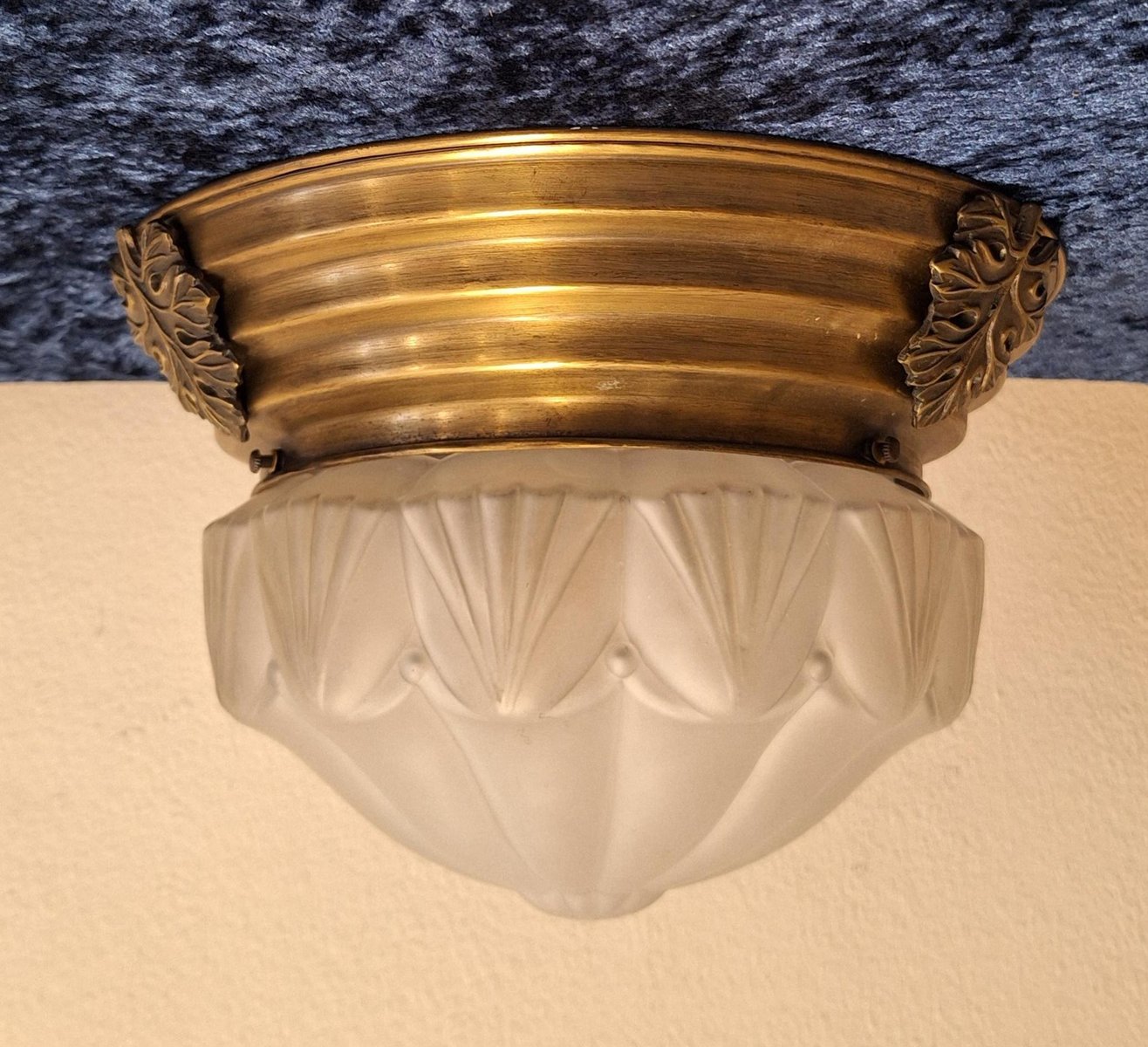 Flat Antique Art Deco German Ceiling Lamp with Original Frosted ...