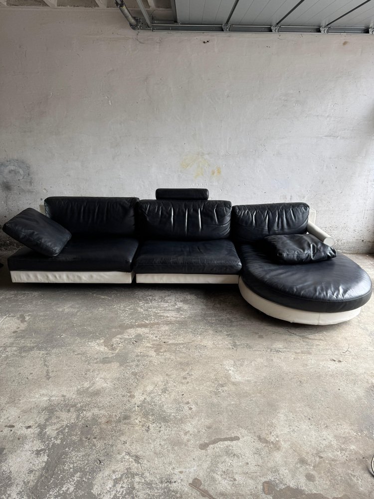 Modular Sofa in Black and White Leather from BNB Italia, Set of 3 for ...