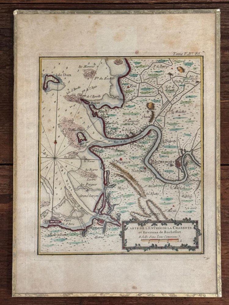 Color Engraving of Map of the Entrance to the Charente, 18th Century ...