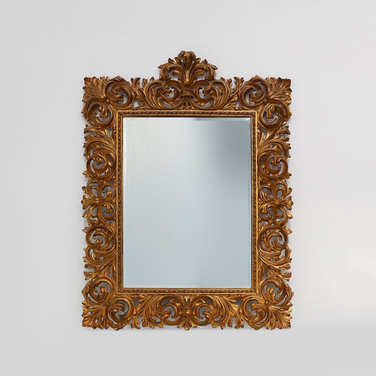 Large Vintage Italian Baroque Style Wall Mirror, 1950s for sale at Pamono